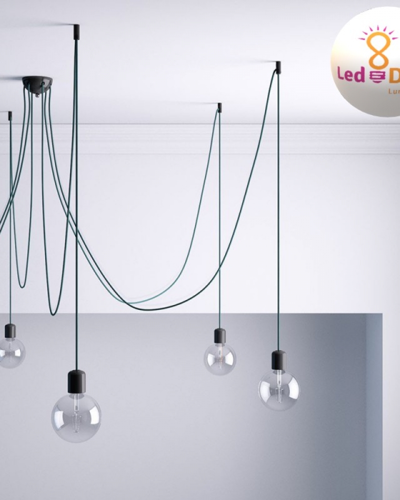 Fixation plafond câble textile noir - Luminaire LED Design